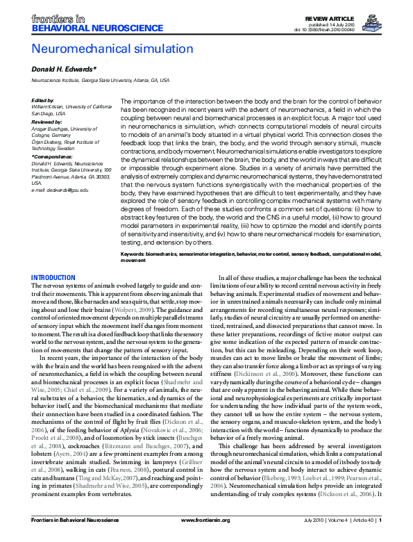 (PDF) Neuromechanical simulation