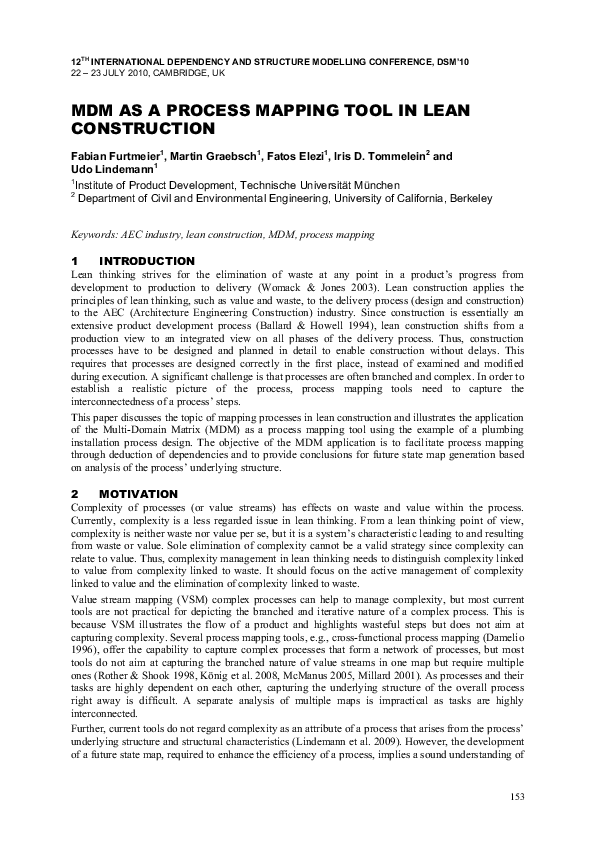 (PDF) MDM as a process mapping tool in lean construction