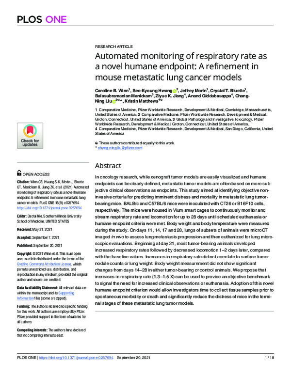 (PDF) Automated monitoring of respiratory rate as a novel humane ...