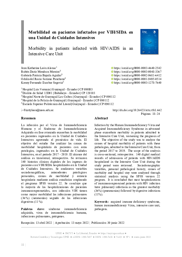 (PDF) Morbilidad en pacientes infectados por VIH/SIDA en una Unidad de ...