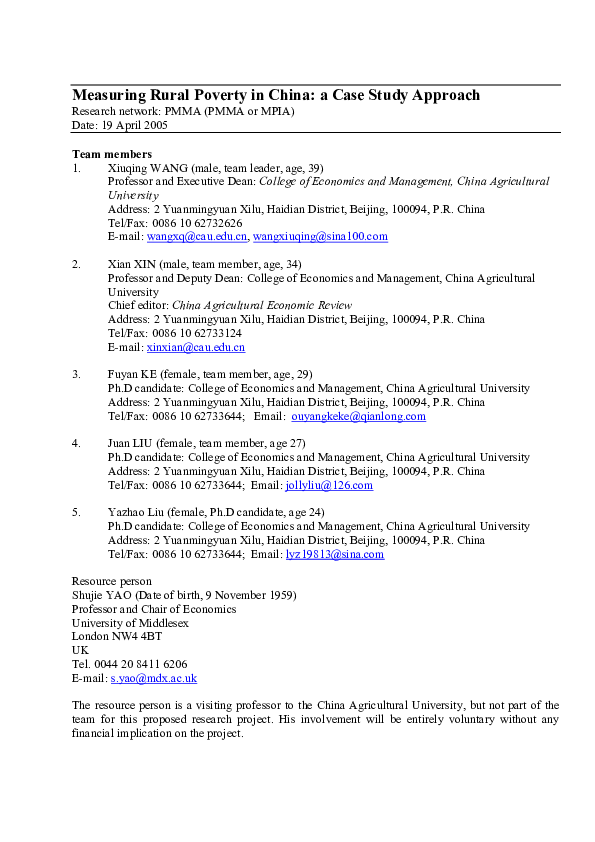 (PDF) Measuring Rural Poverty in China: A Case Study Approach