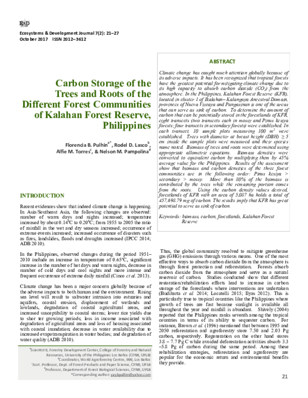 (PDF) Carbon Storage of the Trees and Roots of the Different Forest ...