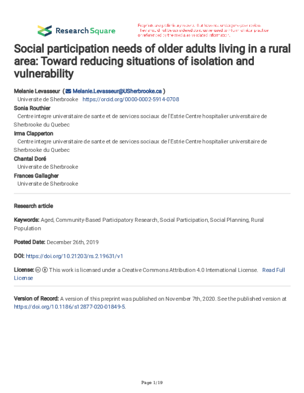 (PDF) Social Participation of Older Adults