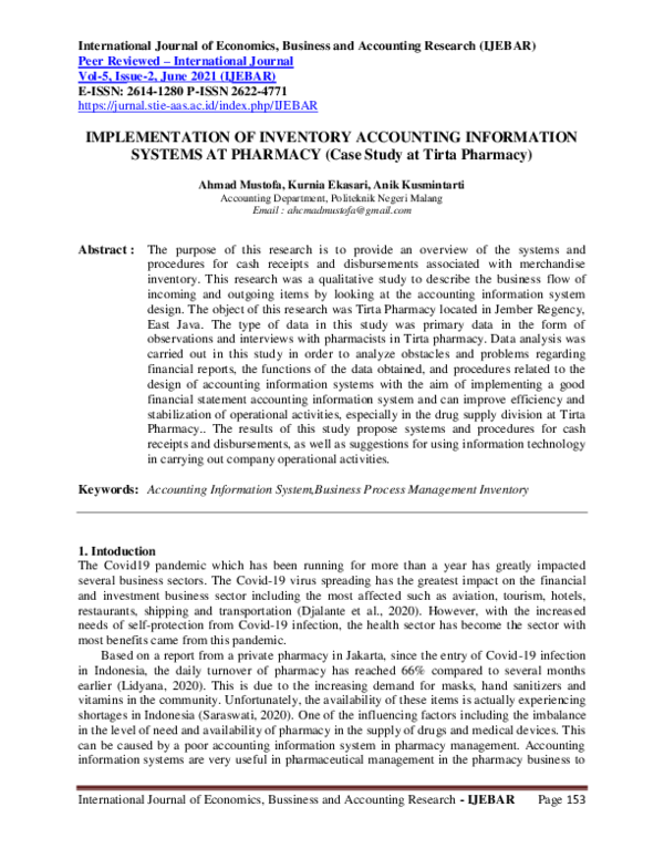 (PDF) IMPLEMENTATION OF INVENTORY ACCOUNTING INFORMATION SYSTEMS AT PHARMACY (Case Study at ...
