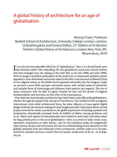(PDF) A global history of architecture for an age of globalisation