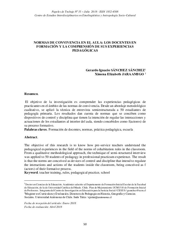 (PDF) Normas de convivencia en el aula