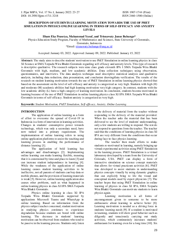 (PDF) Description of students learning motivation towards the use of phet simulation in physics ...