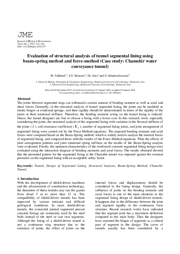 (PDF) The behaviour of the segmental tunnel lining studied by the hyperstatic reaction method