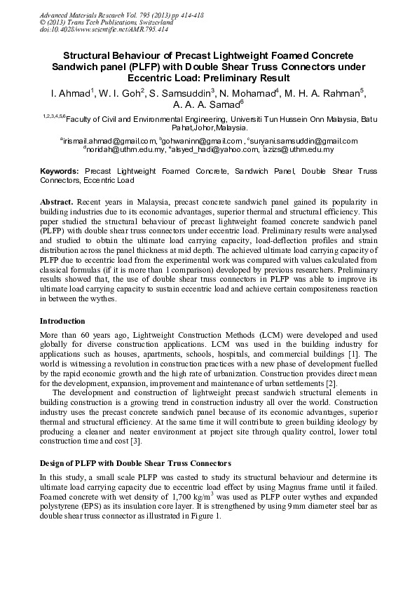 (PDF) Structural Behaviour of Precast Lightweight Foamed Concrete ...