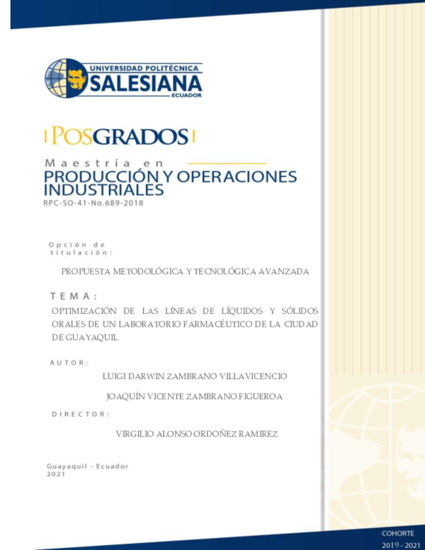 (PDF) Optimización de las líneas de líquidos y sólidos orales de un ...
