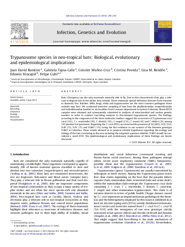 (PDF) Trypanosome species in neo-tropical bats: Biological ...