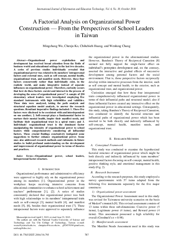 (PDF) A Factorial Analysis on Organizational Power Construction — From ...