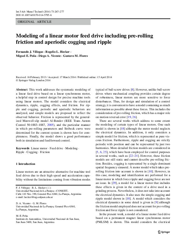(PDF) Modeling of a linear motor feed drive including pre-rolling ...