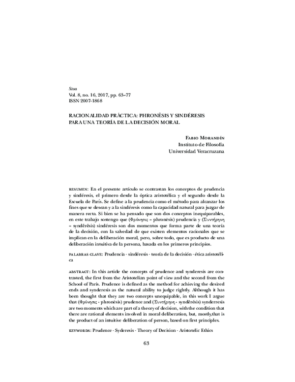 (PDF) Practical Rationality: Phronesis and Synderesis for a Theory of ...