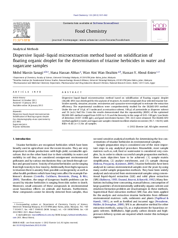 Pdf Dllme Sfo For Triazine Herbicides Analysis