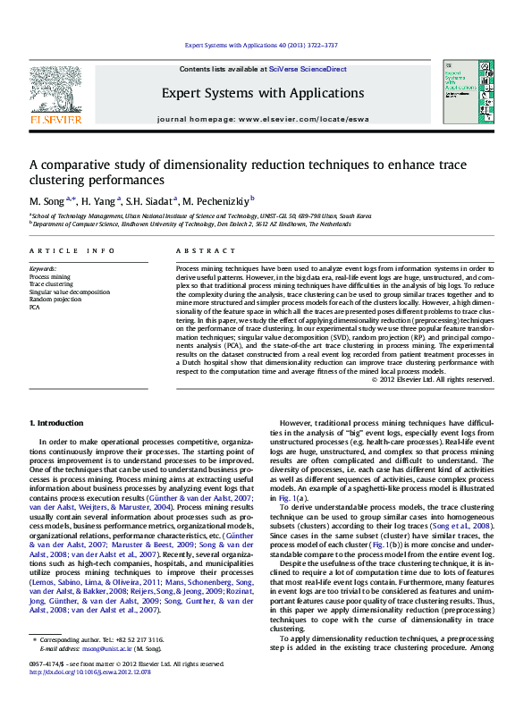 (PDF) A comparative study of dimensionality reduction techniques to enhance trace clustering ...