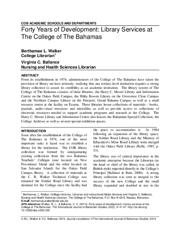 (PDF) Forty Years of Development: Library Services at the College of ...