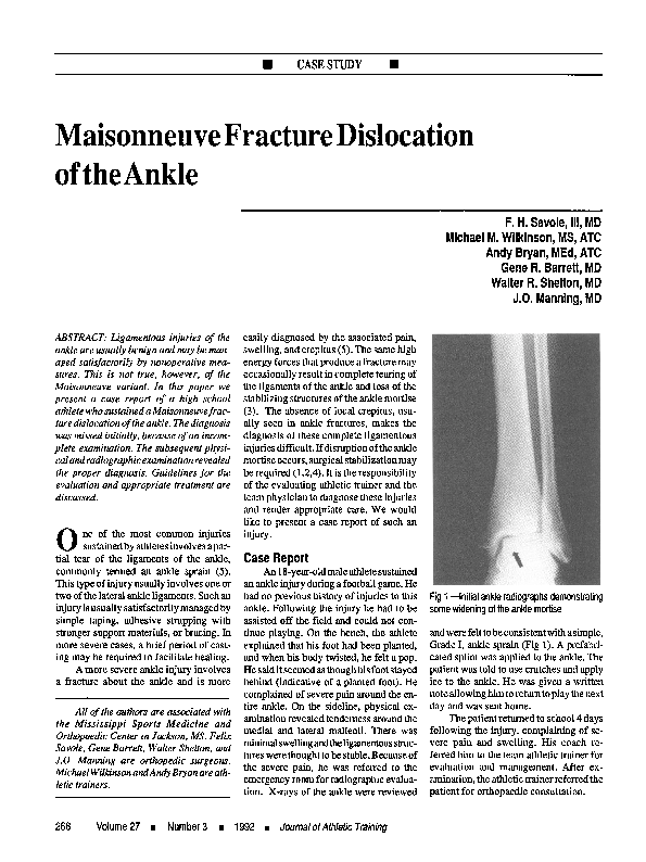 (PDF) Maisonneuve fracture dislocation of the ankle
