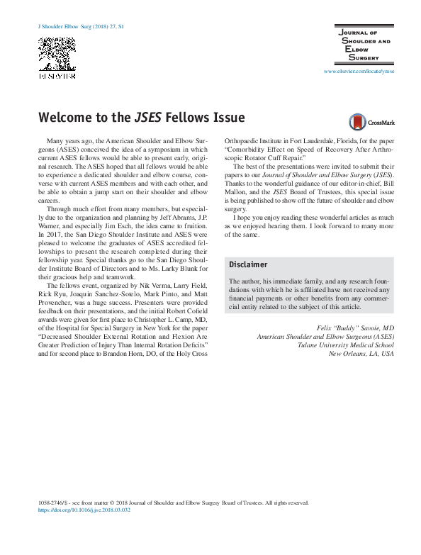 (PDF) Welcome to the JSES Fellows Issue