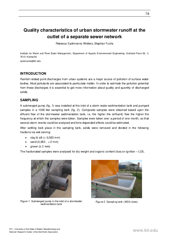 (PDF) Poster: Quality characteristics of urban stormwater runoff at the ...