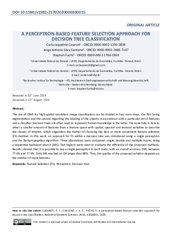 (PDF) A Perceptron-Based Feature Selection Approach for Decision Tree Classification