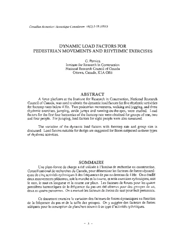(PDF) Dynamic load factors for pedestrian movements and rhythmic exercises