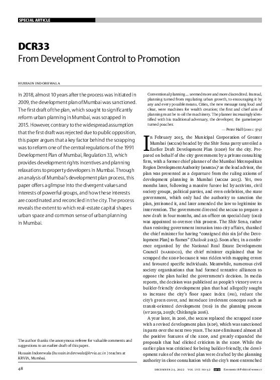 (PDF) DCR33: From Development Control to Promotion
