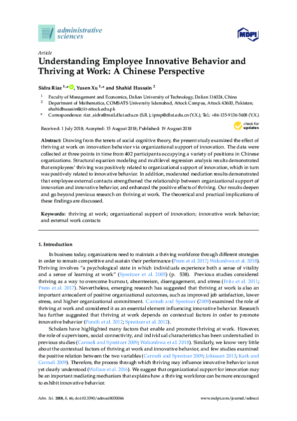 (PDF) Understanding Employee Innovative Behavior and Thriving at Work ...