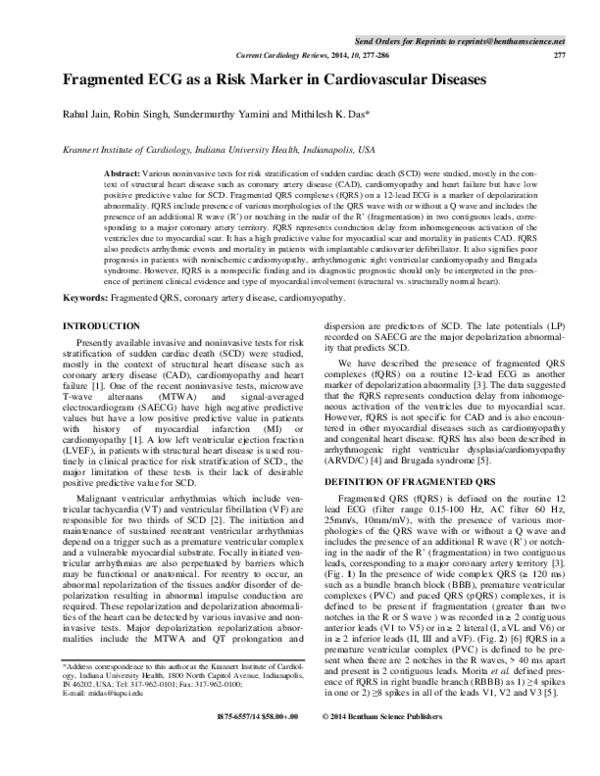 (PDF) Fragmented ECG as a Risk Marker in Cardiovascular Diseases