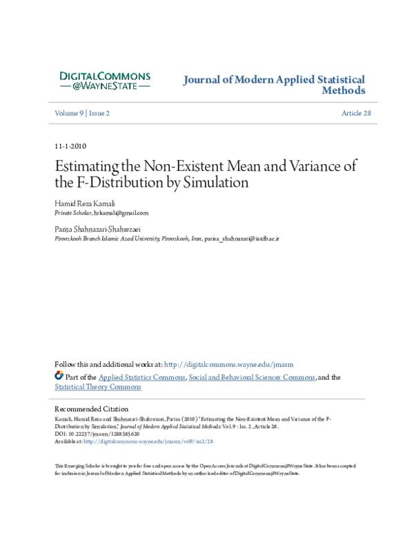 (PDF) Estimating the Non-Existent Mean and Variance of the F ...