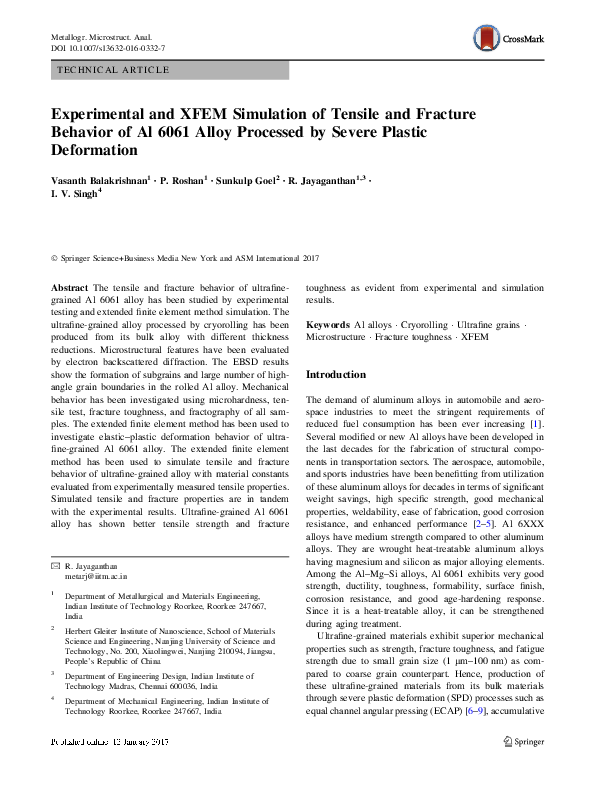 (PDF) Experimental and XFEM Simulation of Tensile and Fracture Behavior ...