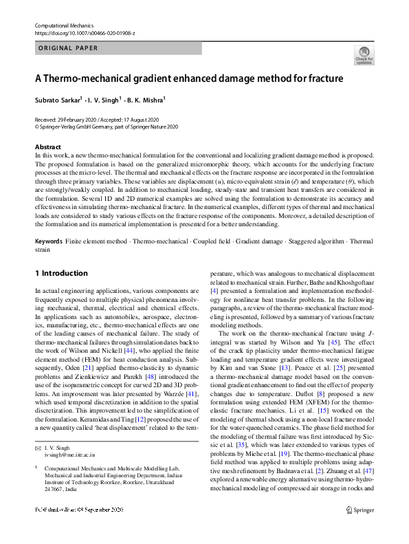 (PDF) A Thermo-mechanical gradient enhanced damage method for fracture
