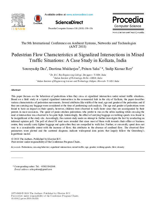 (PDF) Pedestrian Flow Characteristics at Signalized Intersections in Mixed Traffic Situations: A ...