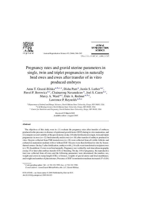 (PDF) Pregnancy rates and gravid uterine parameters in single, twin and ...