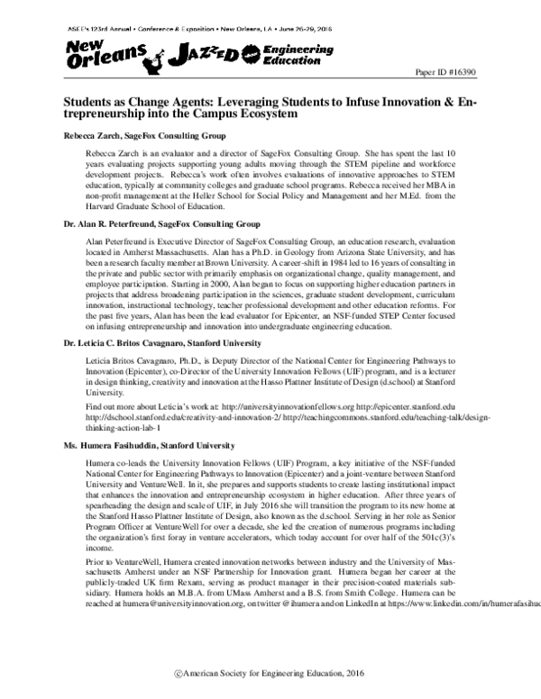 (PDF) Students as Change Agents: Leveraging Students to Infuse ...