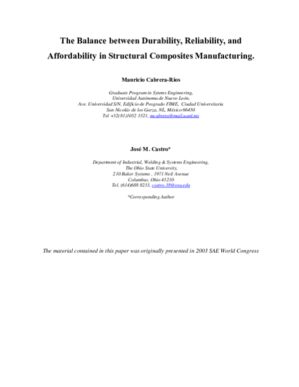 (PDF) The balance between durability, reliability, and affordability in ...