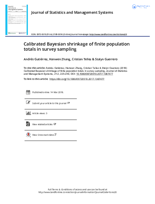Pdf Calibrated Bayesian Shrinkage Of Finite Population Totals In Survey Sampling