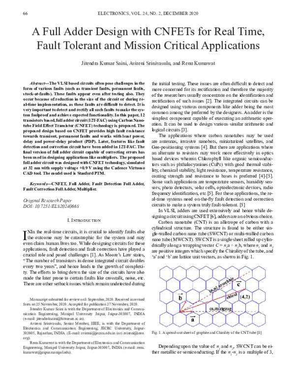 (PDF) A Full Adder Design with CNFETs for Real Time, Fault Tolerant and Mission Critical ...