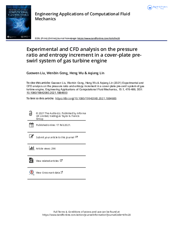 (PDF) Experimental and CFD analysis on the pressure ratio and entropy ...