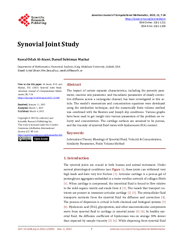 (PDF) Synovial Joint Study