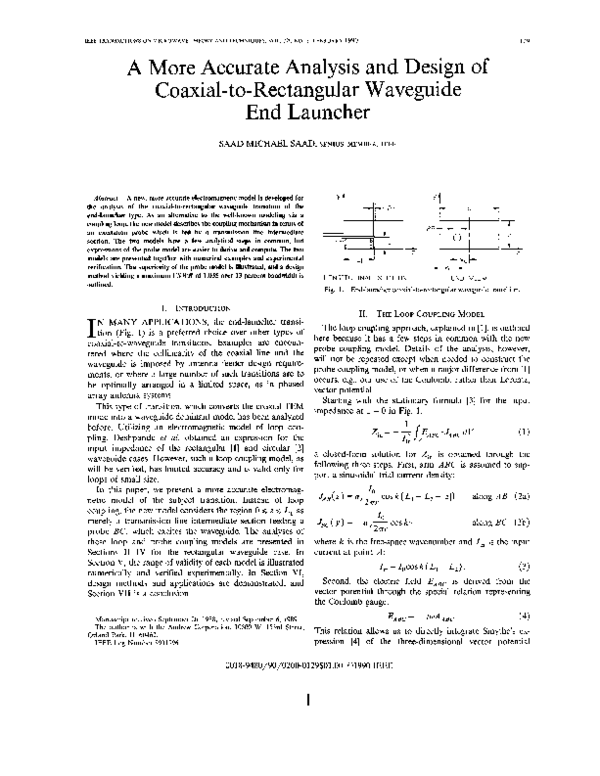 Pdf A More Accurate Analysis And Design Of Coaxial To Rectangular