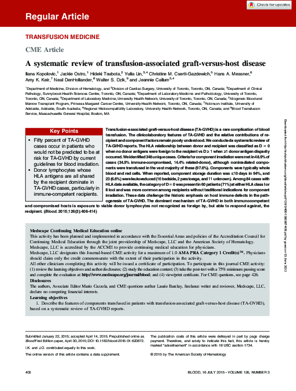 (PDF) A systematic review of transfusion-associated graft-versus-host ...