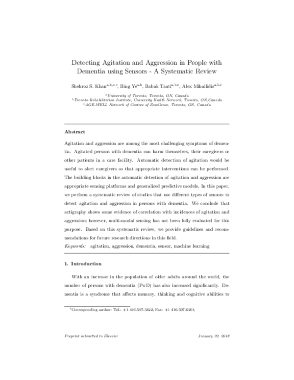 (PDF) Detecting agitation and aggression in people with dementia using ...