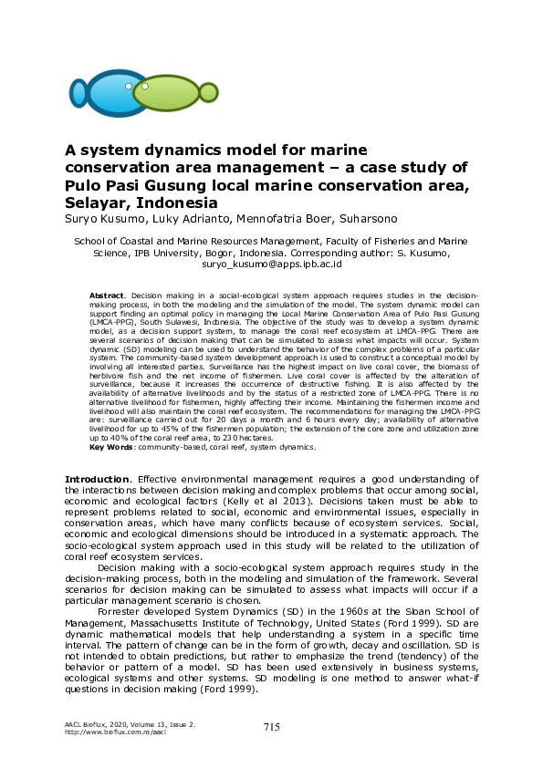 (PDF) A system dynamics model for marine conservation area management ...