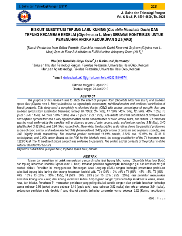 (PDF) BISKUIT SUBSTITUSI TEPUNG LABU KUNING (Cucubita Moschata Duch ...