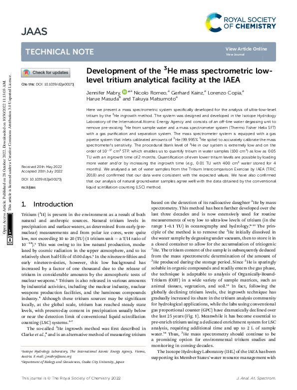 (PDF) Development of the 3He mass spectrometric low-level tritium ...