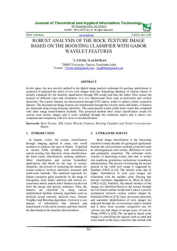 (PDF) Robust Analysis of the Rock Texture Image Based on the Boosting Classifier with Gabor ...