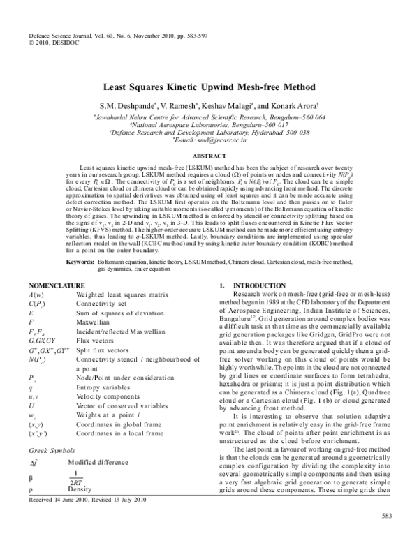 (PDF) Least squares Kinetic Upwind Mesh-free Method
