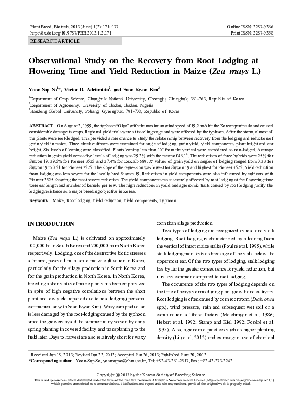 (PDF) Observational Study on the Recovery from Root Lodging at ...