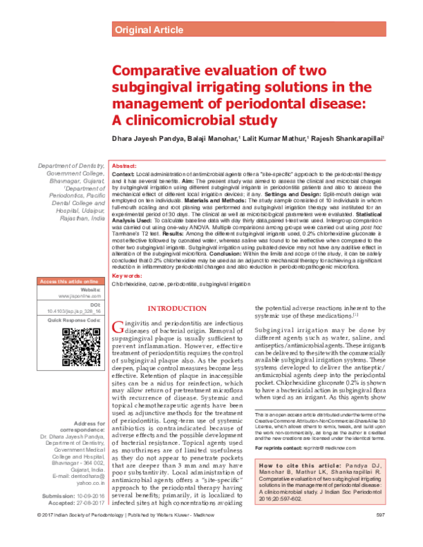 (PDF) Comparative evaluation of two subgingival irrigating solutions in ...